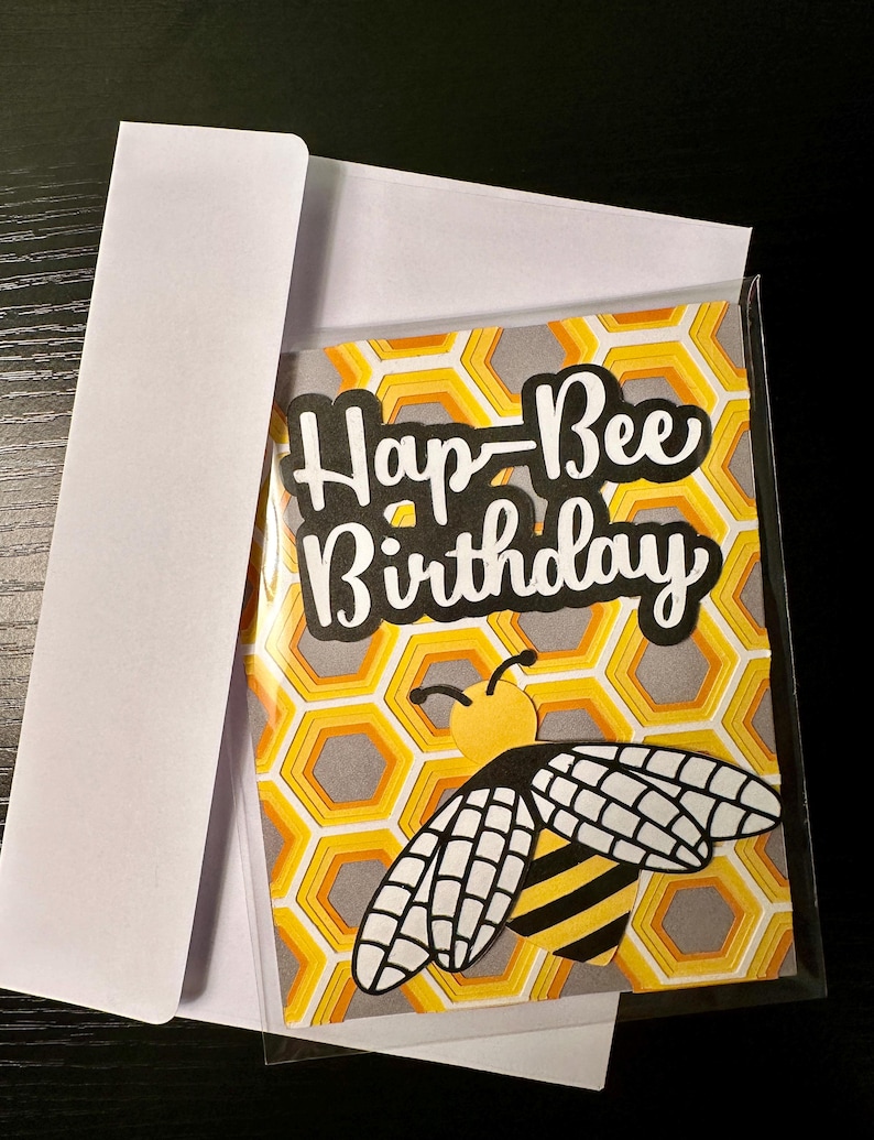 Handmade Bee Birthday Card: 3D Honeycomb, "hap-bee Birthday" - Etsy