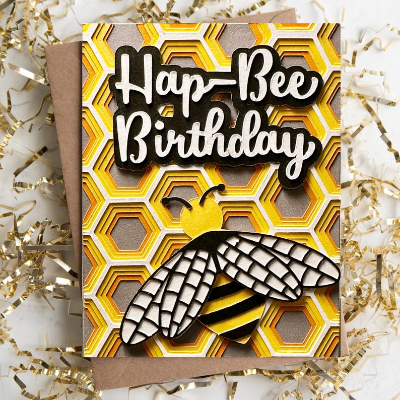 Handmade Bee Birthday Card: 3D Honeycomb, "hap-bee Birthday" - Etsy