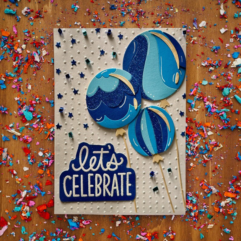 Handmade Birthday Blue Balloon Card | Celebration Greeting Card ...