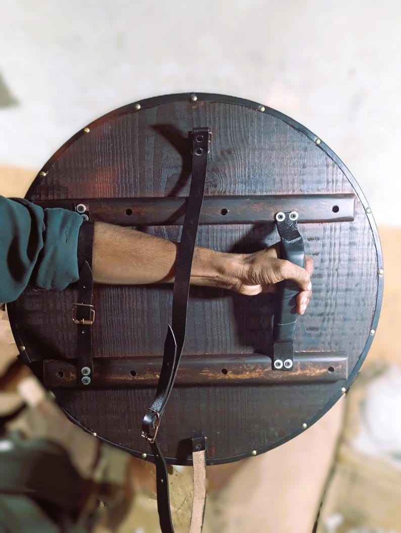 Medieval Viking Fenrir Shield & Axe Set – Handcrafted Viking Round Wolf ...