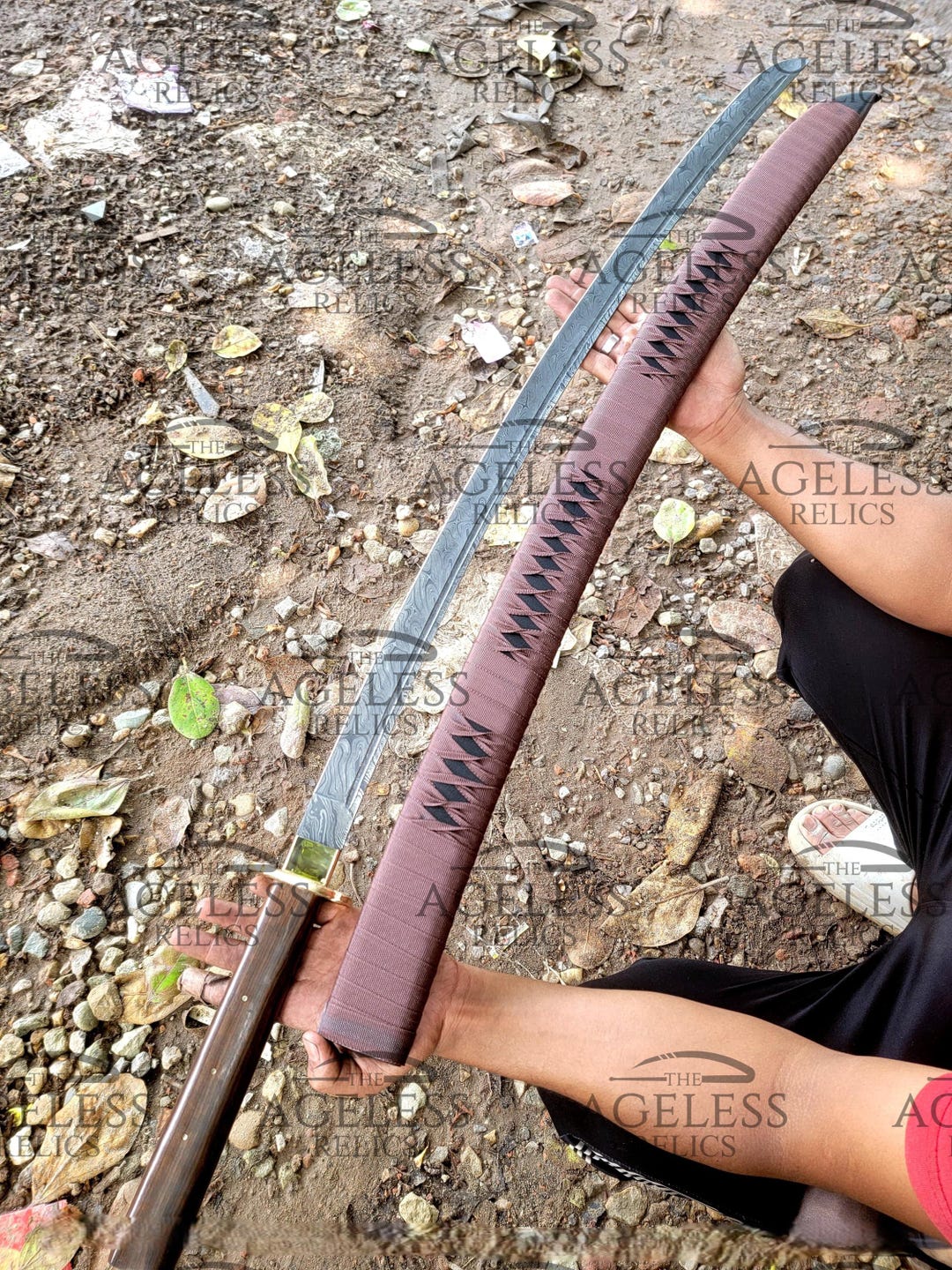 Handmade Damascus Steel Ninja Sword & Scabbard – Groomsmen Gifts, Gifts ...