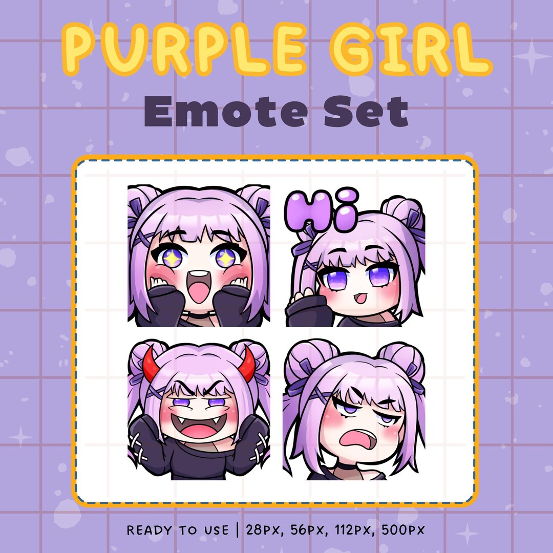 Purple Girl Emotes Pack Chibi Anime Style | Violet | Punk | Metal - Etsy