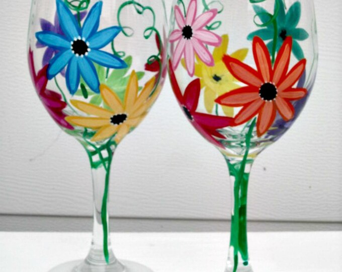 Wine Glasses Colorful Set Jumbo Wine Glasses Big Spring - Etsy