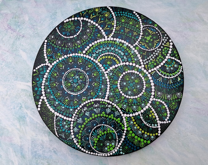 Painted Lazy Susan, 12 Inch Turntable, Mandala Art, Dot Art, Table ...