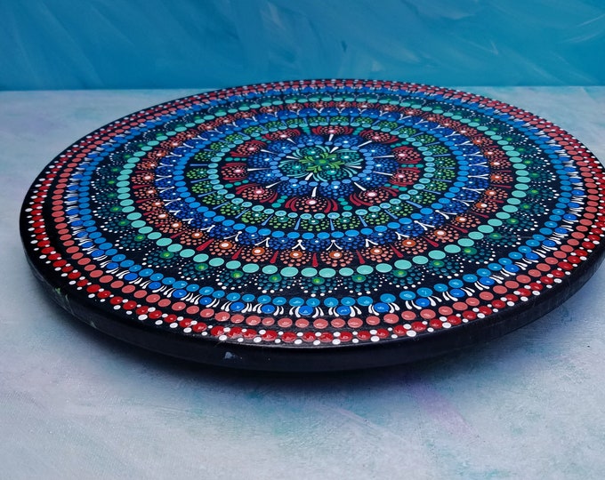 Painted Lazy Susan, 12 Inch Turntable, Mandala Art, Dot Art, Table ...