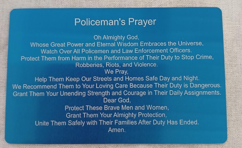 Policeman's Prayer Card - Etsy