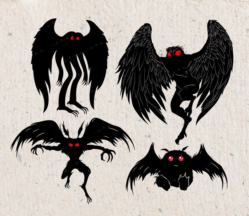 4 Mothman Bundle Svg Png, Mothman Svg, Mothman Silhouette, Cute Mothman ...