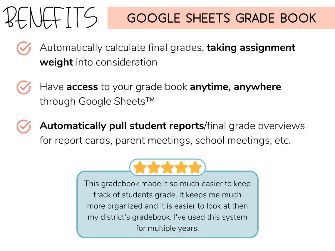 Google Sheets Gradebook - Teacher Gradebook for Automatic Mark ...