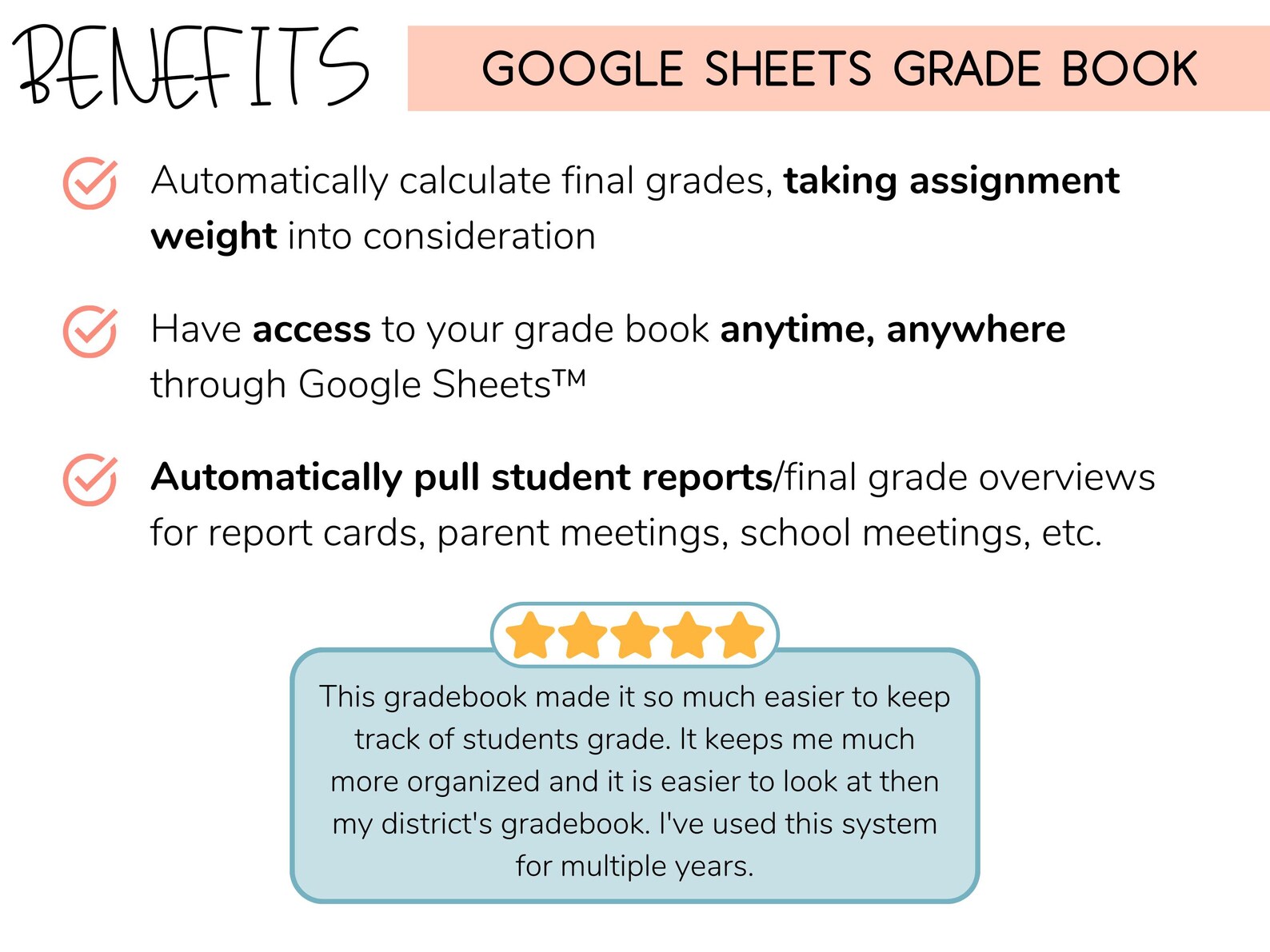 Google Sheets Gradebook - Teacher Gradebook for Automatic Mark ...