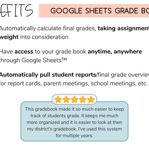 Google Sheets Gradebook - Teacher Gradebook for Automatic Mark ...