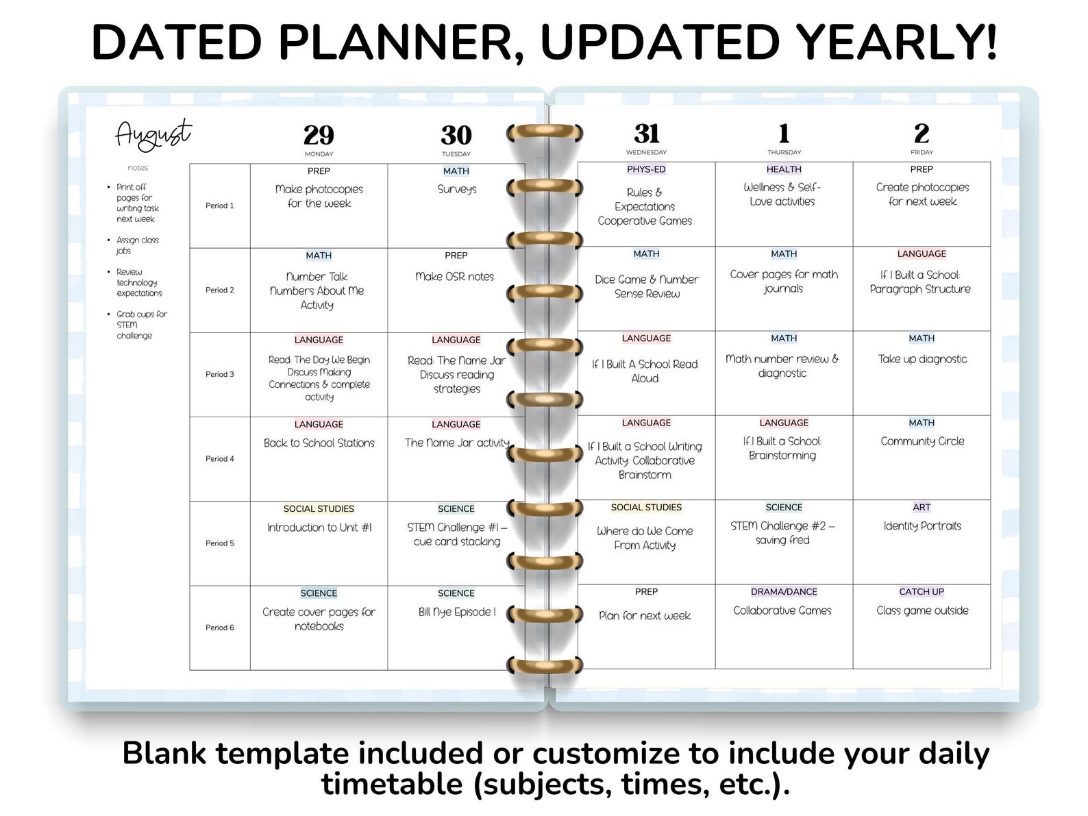 Printable Teacher Planner Dated 2024-2025, Free Yearly Updates, Teacher ...