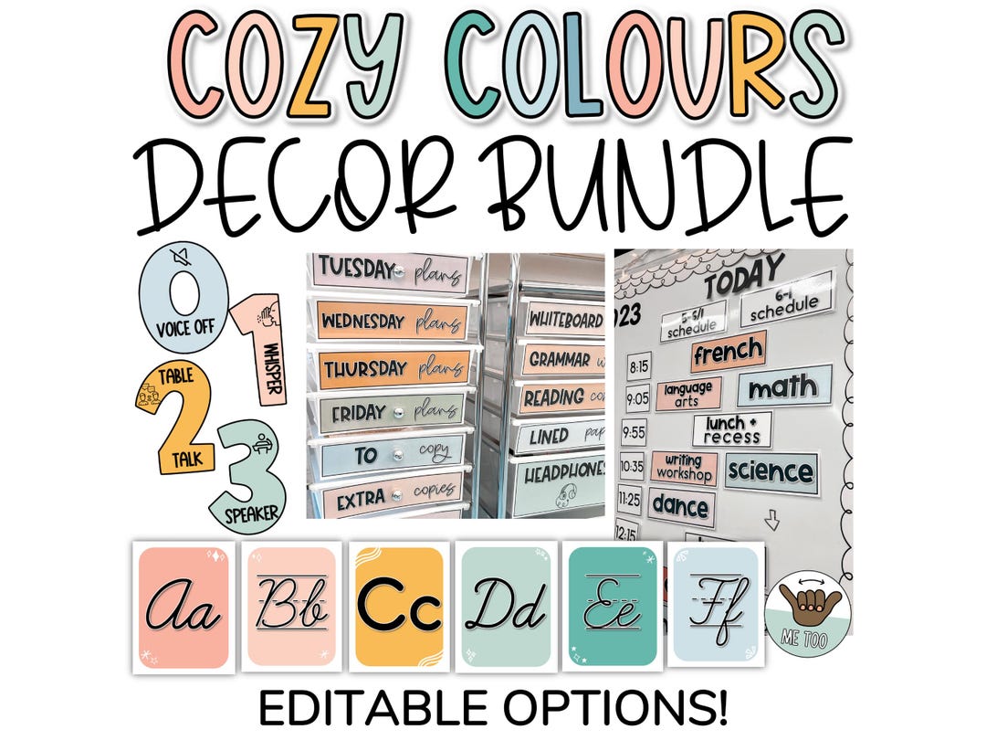 Classroom Decor Bundle | Cozy Modern Boho Colors, Calm Class Decor for ...