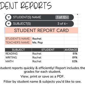 Google Sheets Gradebook - Teacher Gradebook for Automatic Mark ...