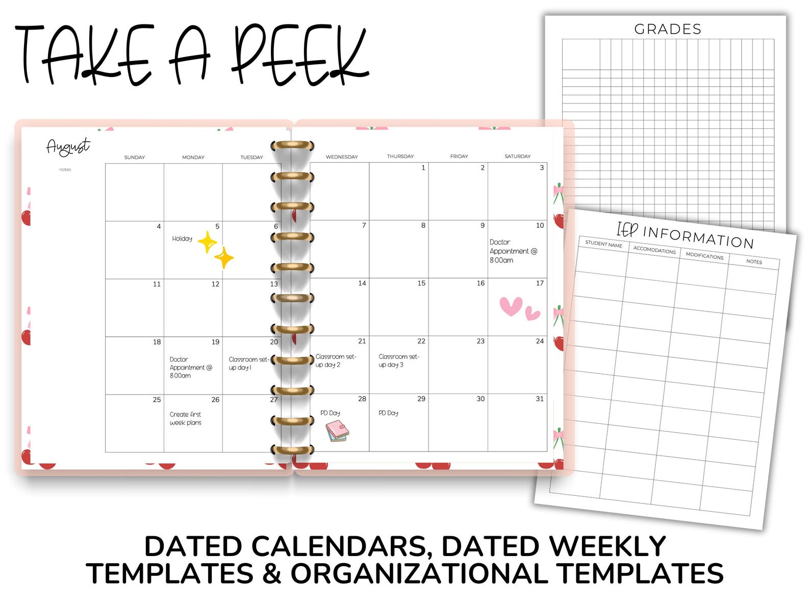 Printable Teacher Planner Dated 2025-2026, Free Yearly Updates, Teacher ...
