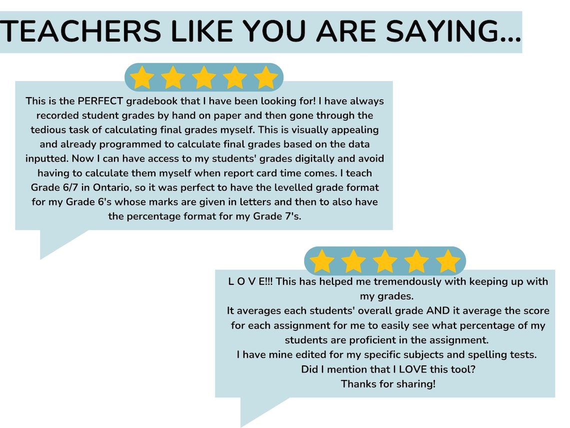 Google Sheets Gradebook - Teacher Gradebook for Automatic Mark ...