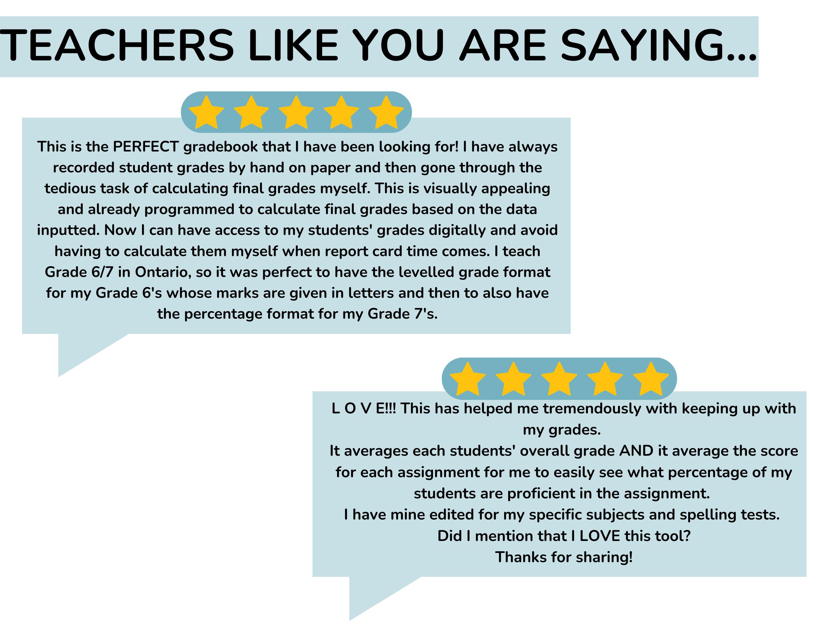Google Sheets Gradebook - Teacher Gradebook for Automatic Mark ...