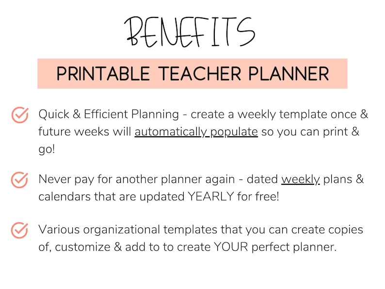 Printable Teacher Planner Dated 2024-2025, Free Yearly Updates, Teacher ...