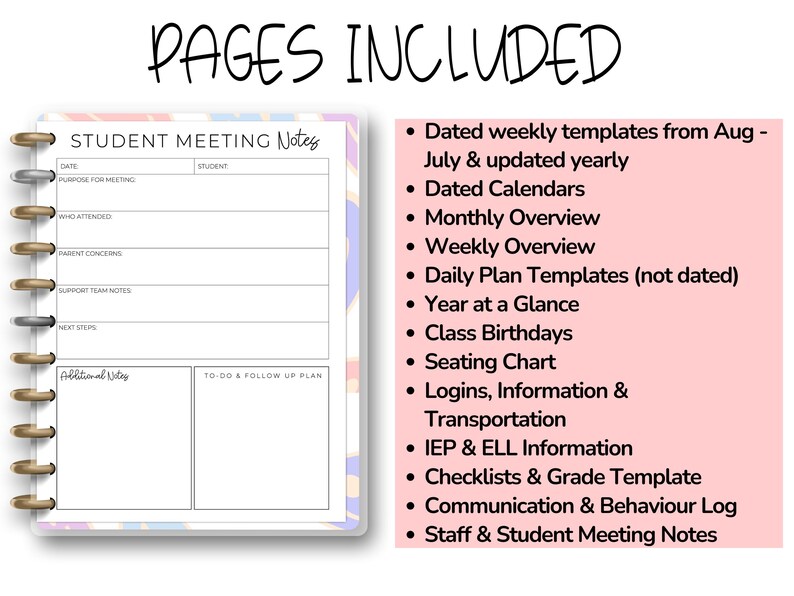 Printable Teacher Planner Dated 2025-2026, Free Yearly Updates, Teacher ...