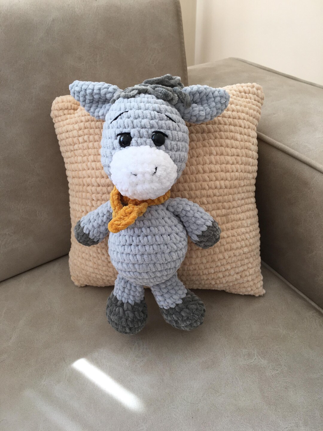 2-in-1 Velvet Handmade Crochet Donkey Amigurumi and Throw Pillow ...