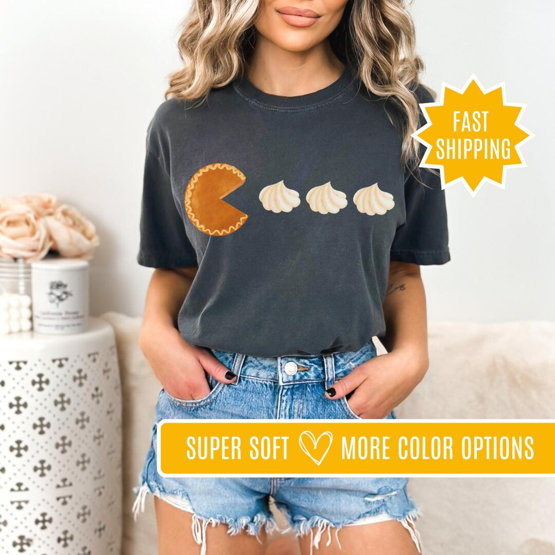 Comfort Colors® Pumpkin Pie Pac Man Funny Thanksgiving Shirt ...