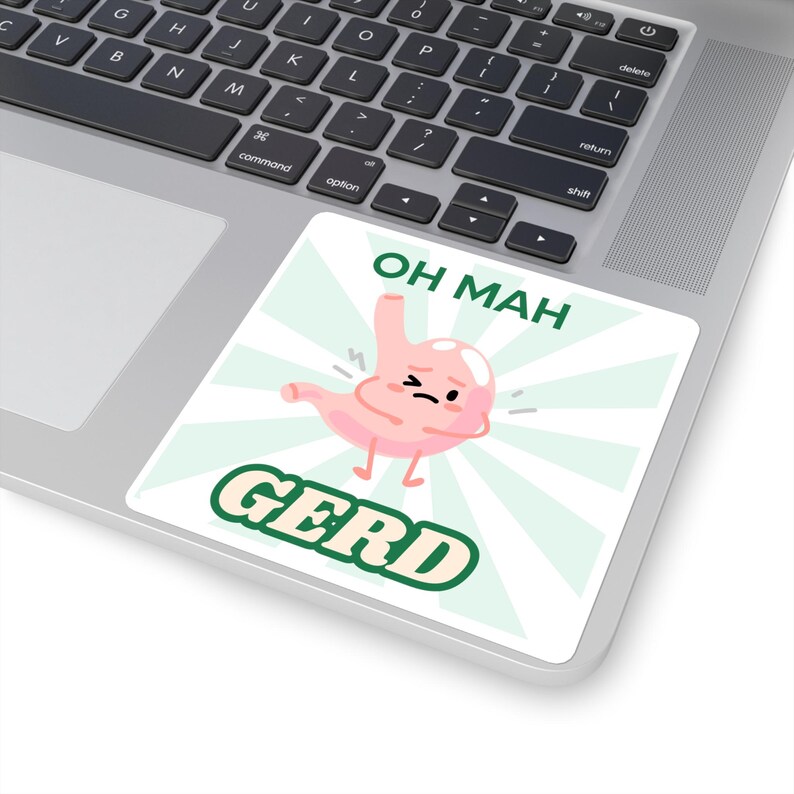 Funny GERD Square Stickers - Humorous Health Humor, Laptop Decals, Gift ...