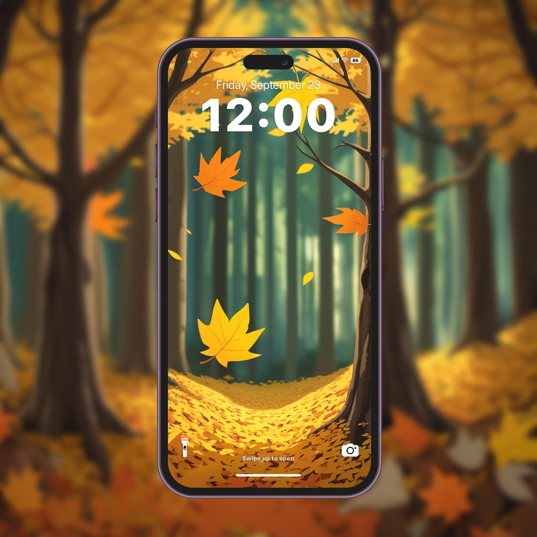 Falling Leaves Wallpaper, Digital Art, iPhone Aesthetic Lock Screen ...