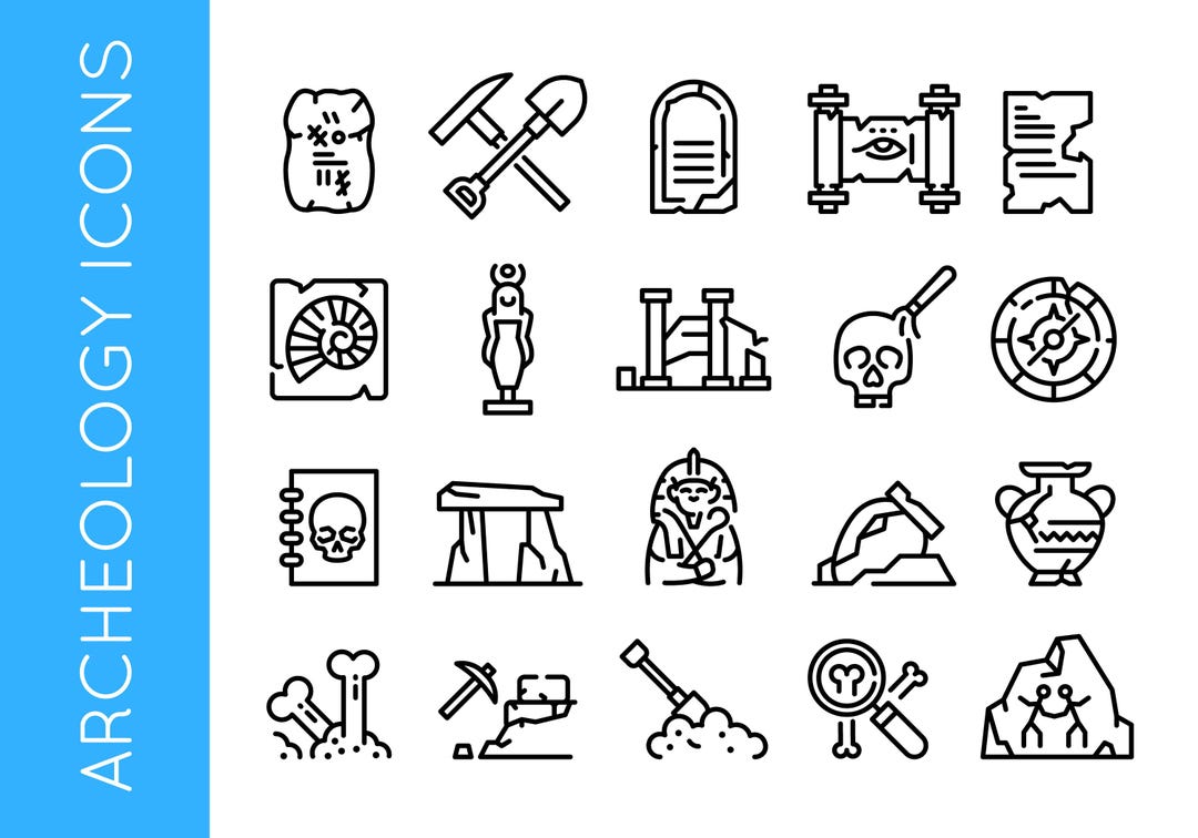 Archaeology Icons. Set of 20 Icons Themed Around Archaeology and ...
