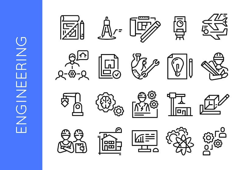 Engineering Icons. Set of 20 Icons Inspired by Engineering Fields ...