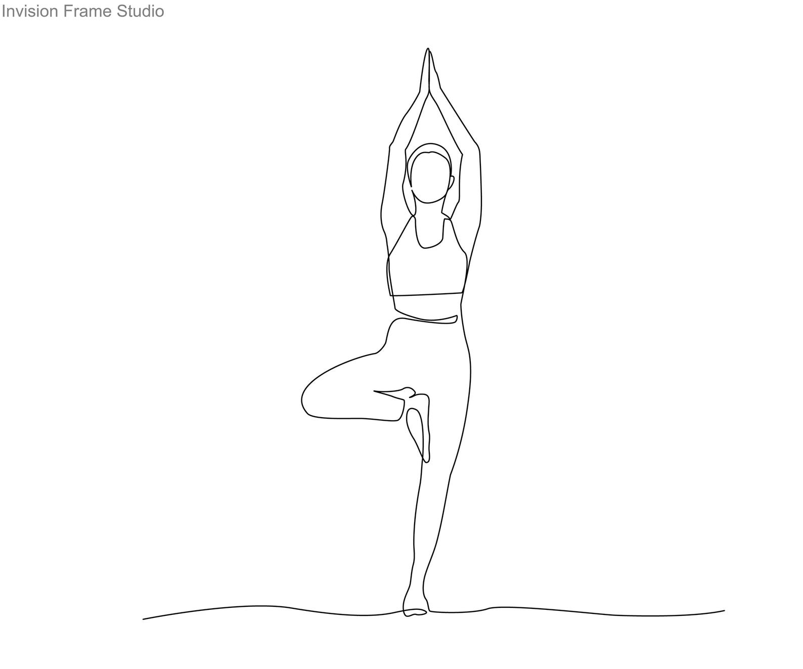 Yoga Tree Pose Line Drawing | Minimalist Wellness Art - Etsy