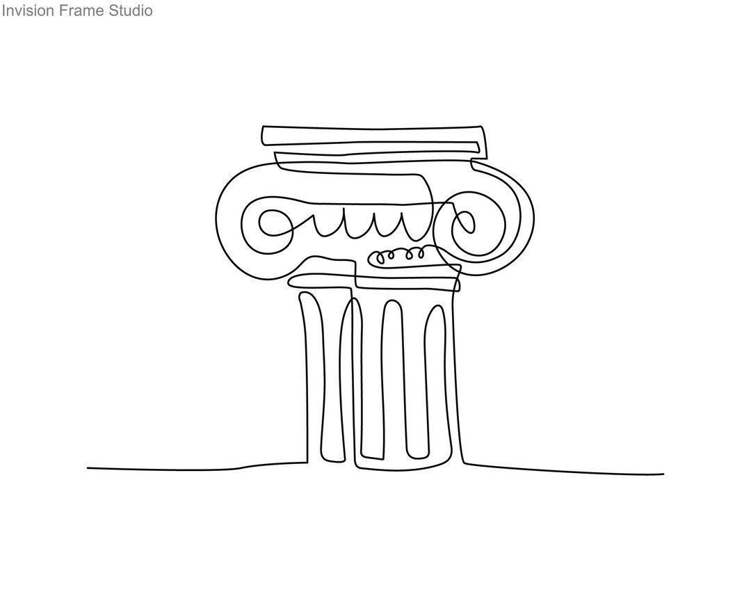 Minimalist Greek Column Line Art Print, Classical Architecture Drawing ...