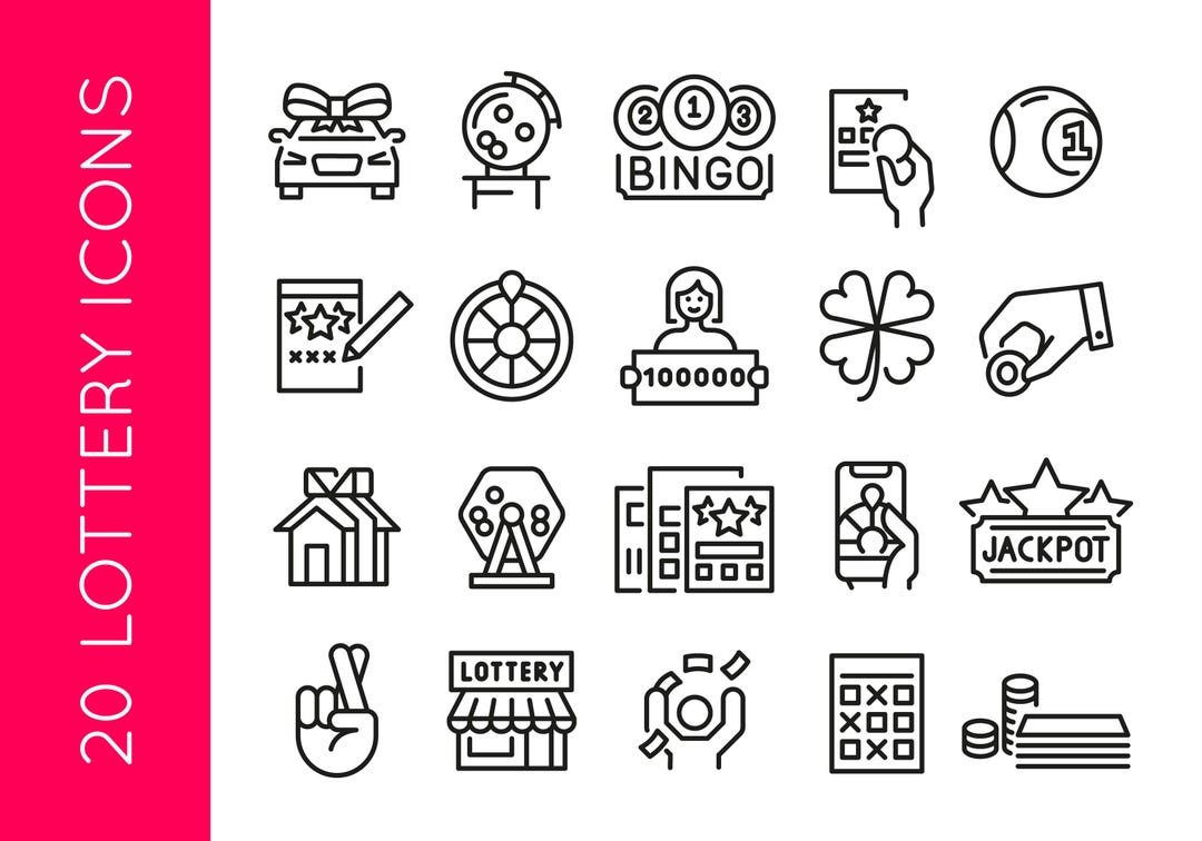 Lottery Icons. Set of 20 Minimal Icons Featuring Lottery Tickets, Bingo ...