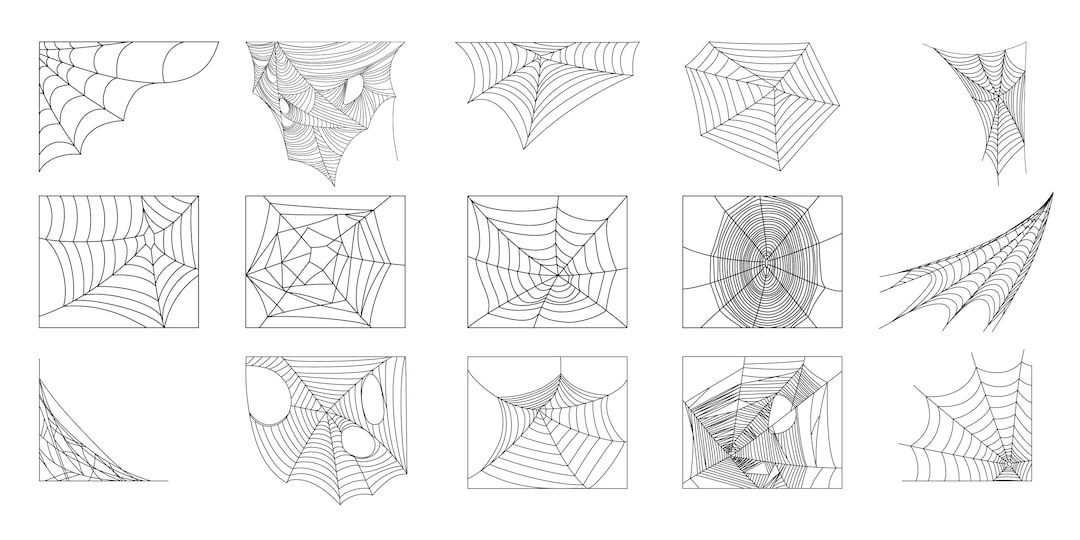Spider Web Icons. Set of Minimal and Abstract Spider Web Designs With ...