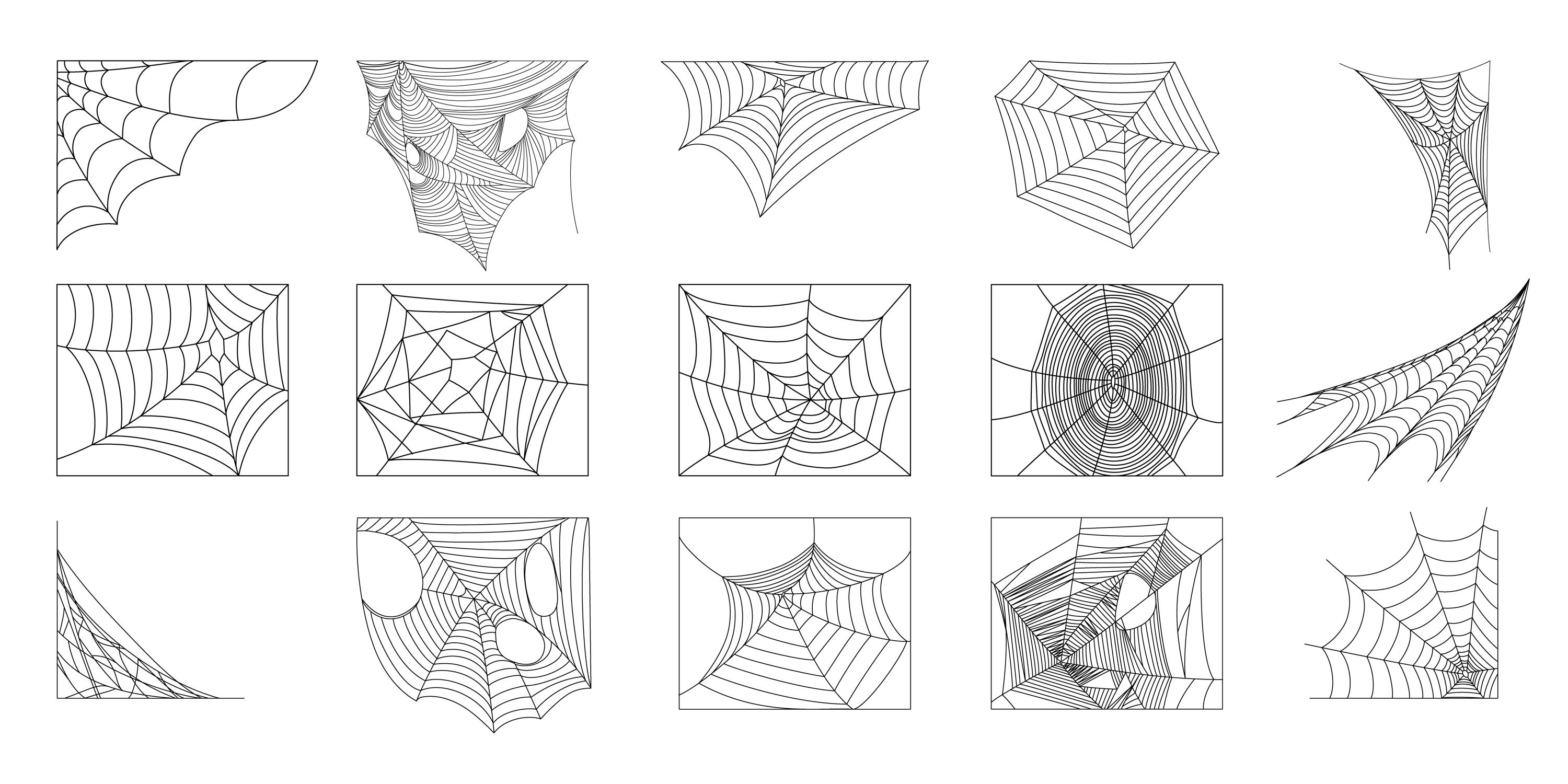 Spider Web Icons. Set of Minimal and Abstract Spider Web Designs With ...