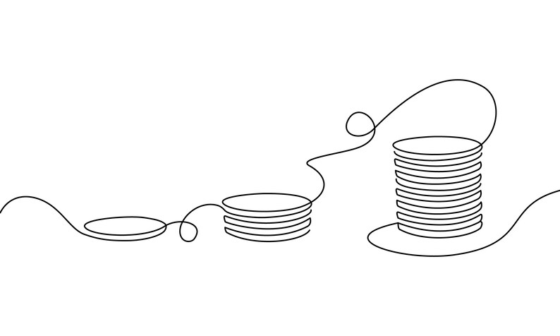 Stacked Coins Icon in a Minimal One-line Style. Simple and Trendy ...