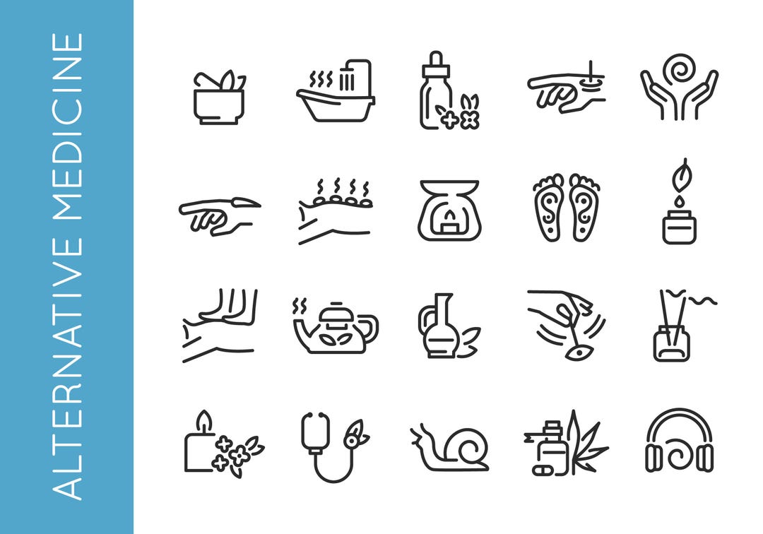 Alternative Medicine Icons. Set of 20 Holistic Health Icons ...