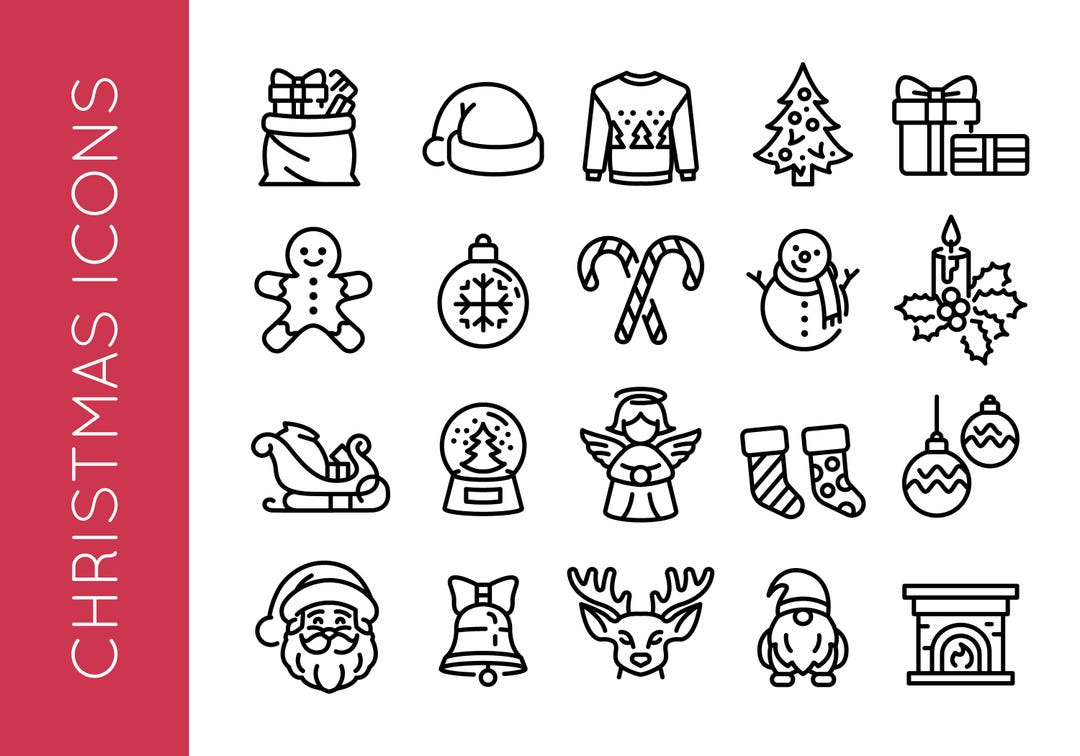 Christmas Icons. Set of 20 Holiday-themed Icons Inspired by Christmas ...