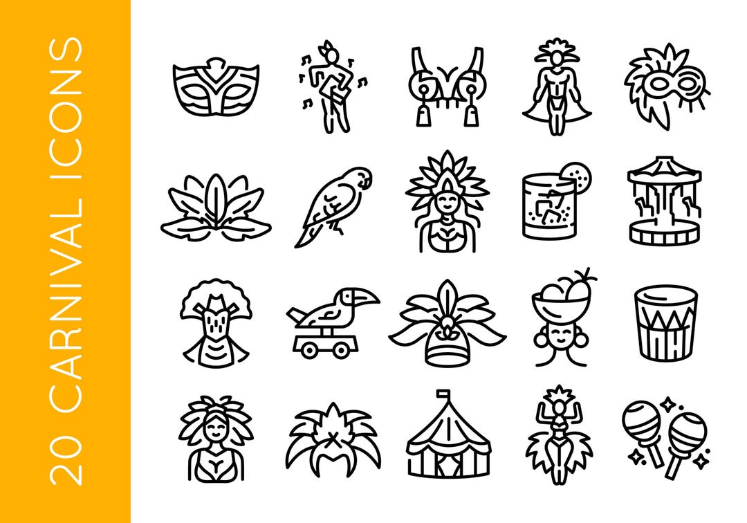 Carnival Icons. Set of 20 Vibrant and Festive Carnival-themed Icons ...