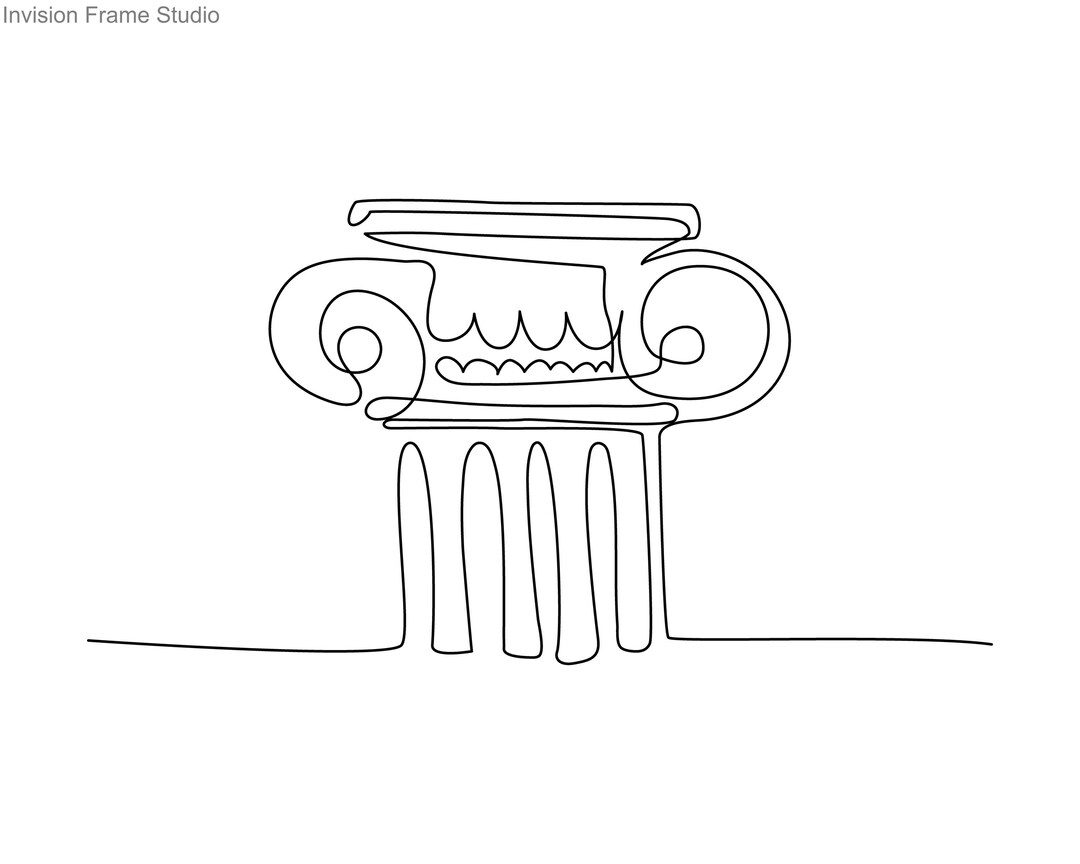 Minimalist One-line Ionic Column Drawing | Continuous Line Art - Etsy