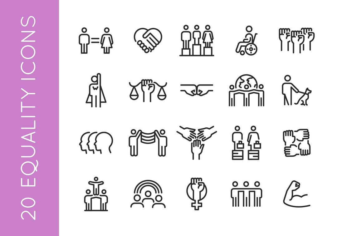 Equality Icons. Set of 20 Icons Representing Equal Rights. Gender ...