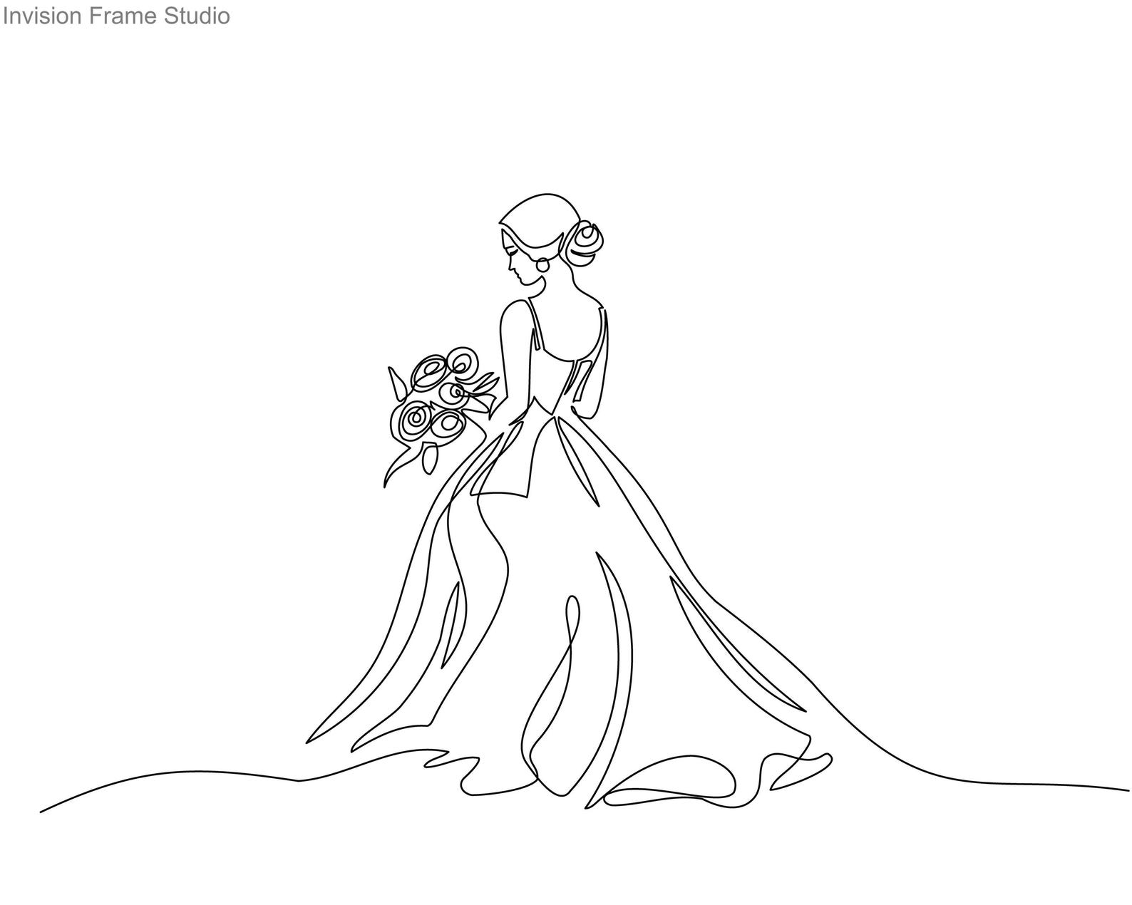 Elegant Bride Line Drawing | Minimalist Wedding Wall Art - Etsy