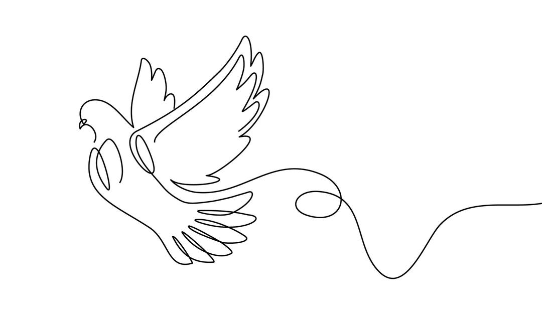 Dove Icon in a Minimal One-line Style. Elegant Flying Bird With ...