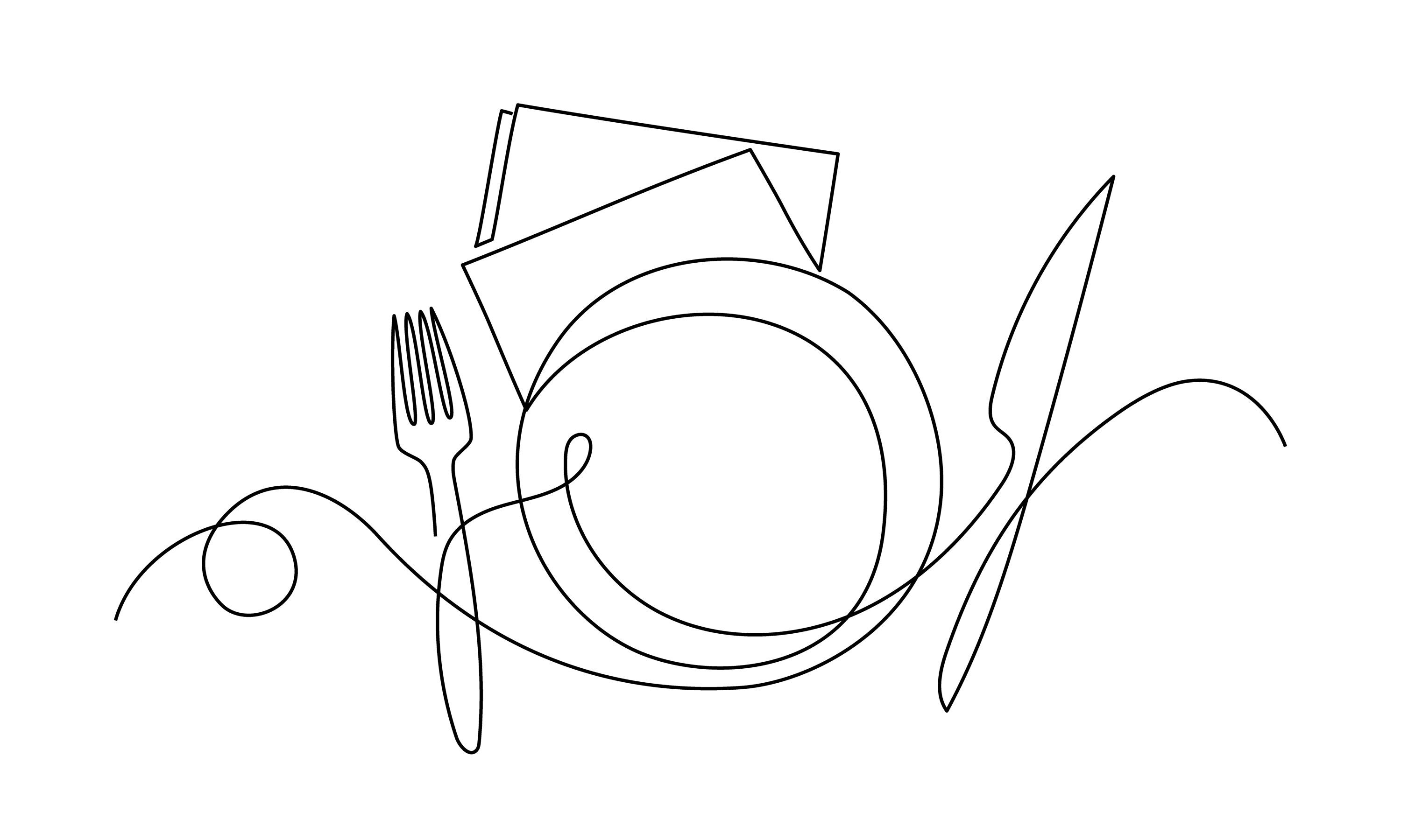 Table Setting Icon in a Minimal One-line Style. Trendy Outline Design ...