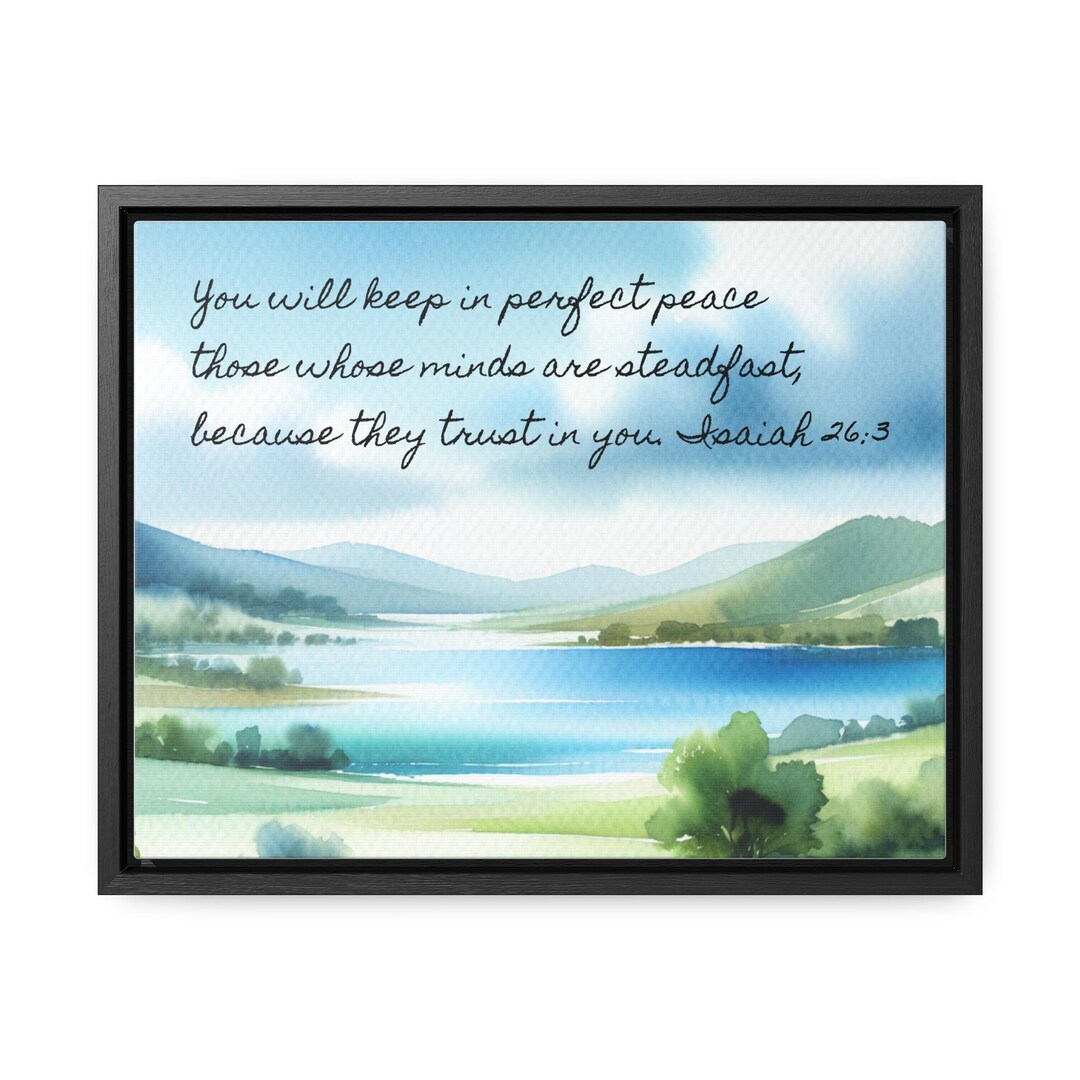 Canvas Wall Art, Isaiah 26:3 Bible Verse Watercolor Painting, Gallery ...