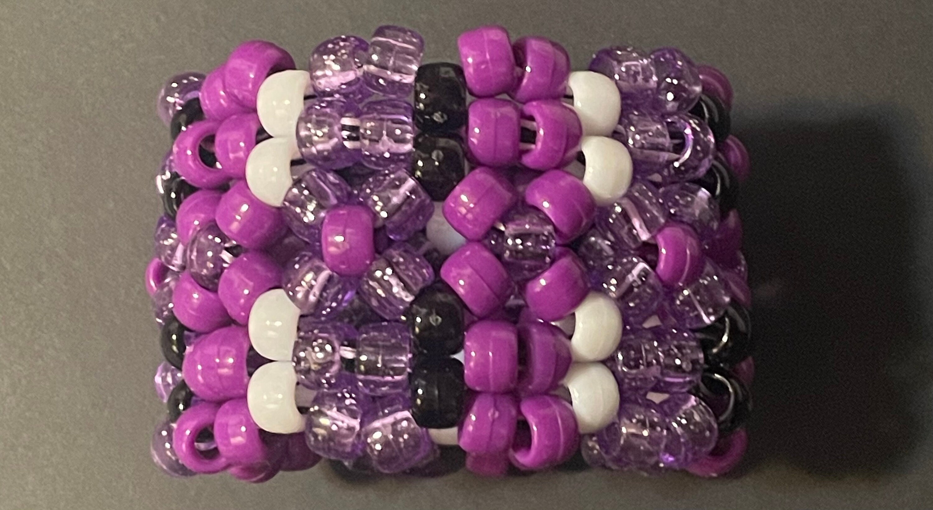 Purple Kandi Cuff. Pony Bead Bracelet for Raves, Festivals, Parties and ...