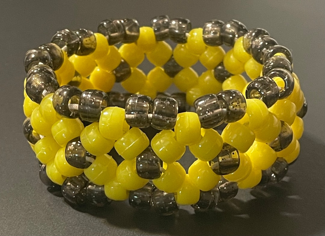Yellow Kandi Cuff. Made From Pony Beads and Extra Strength Elastic ...