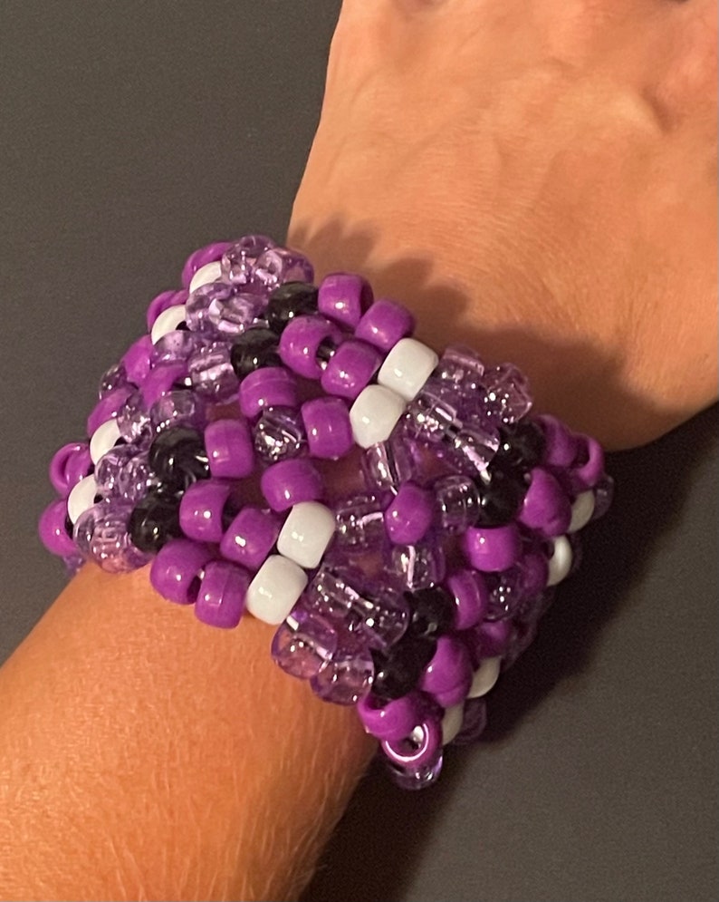 Purple Kandi Cuff. Pony Bead Bracelet for Raves, Festivals, Parties and ...