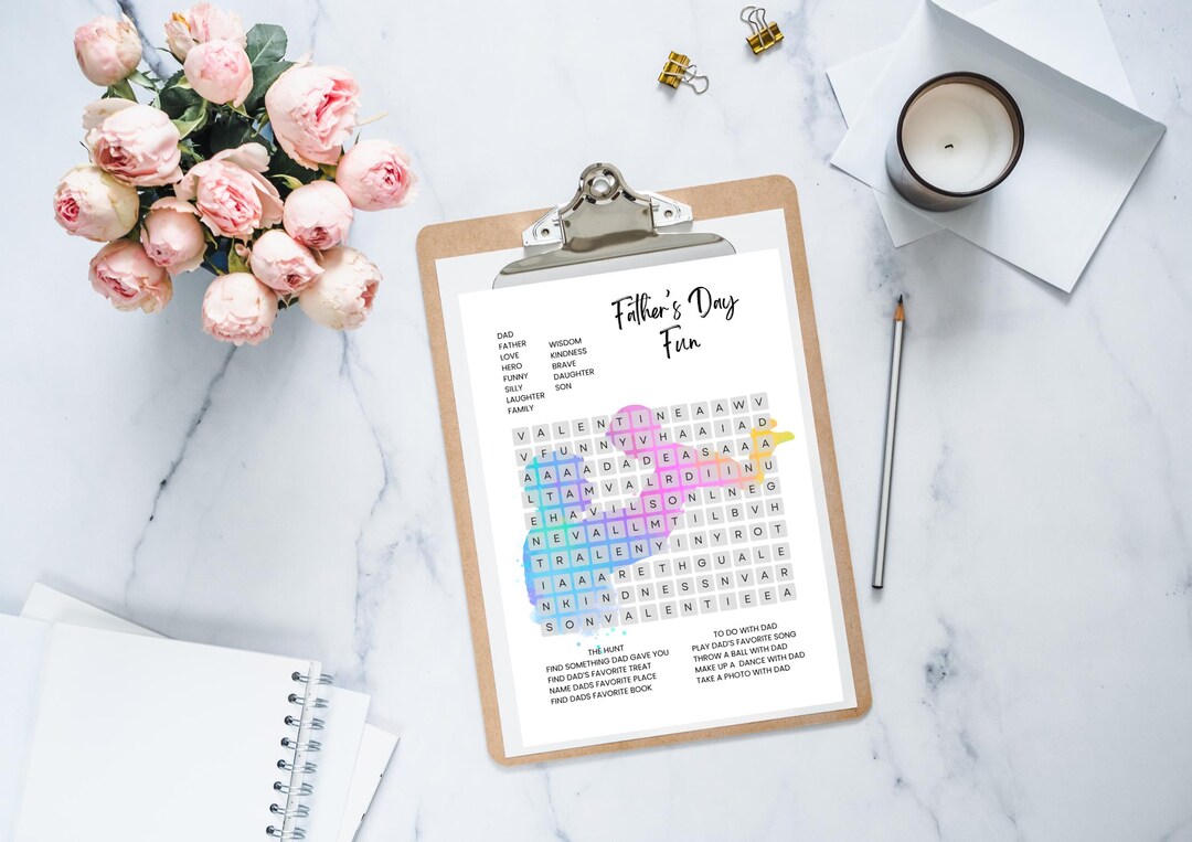 Fathers Day Word Search, Fun With Dad, Digital Download, Interactive ...