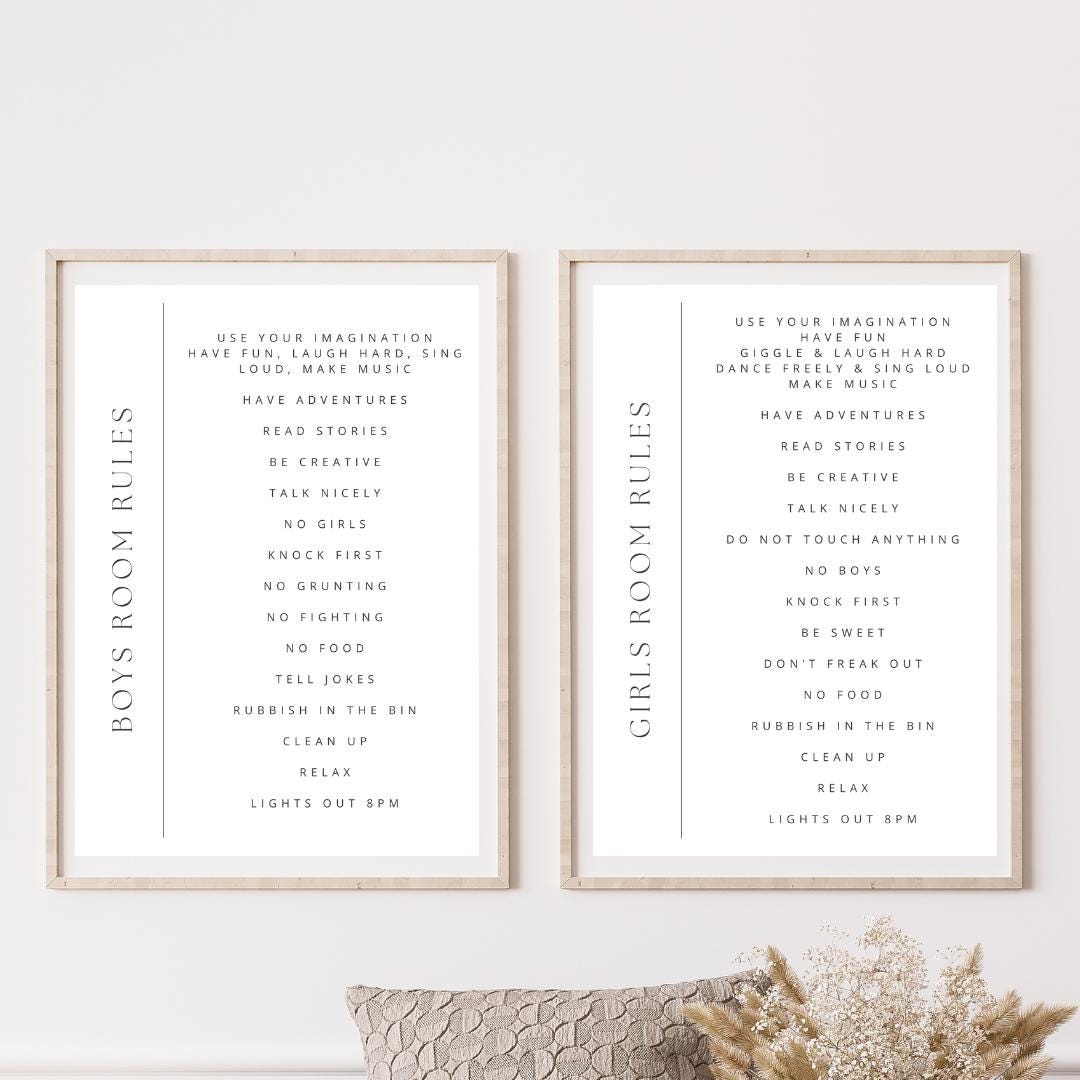 Girls Room Rules Printable Cute Wall Art for Girls Downloadable Room ...