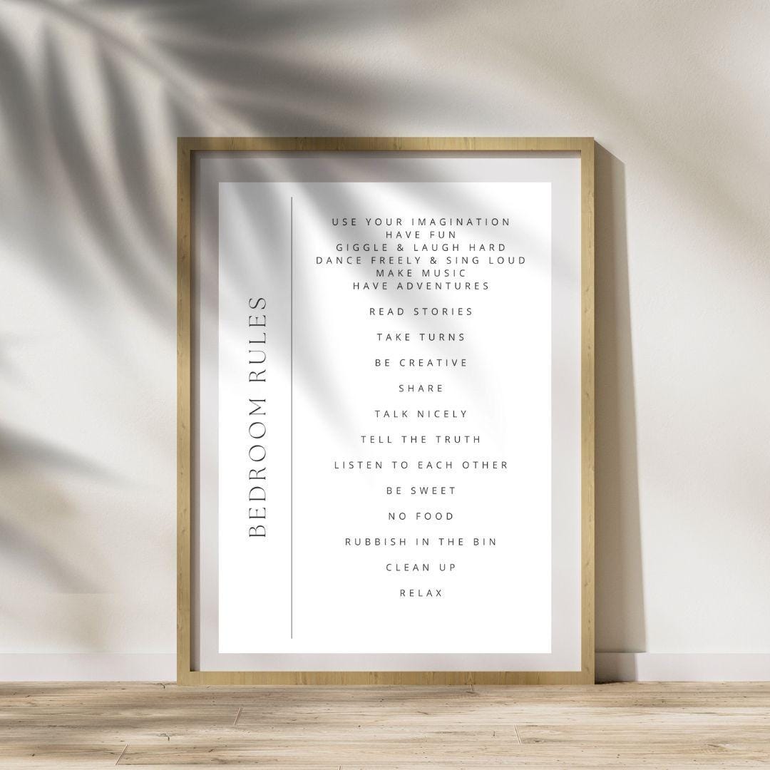 Bedroom Rules Printable Stylish Wall Art Downloadable Room Decor ...