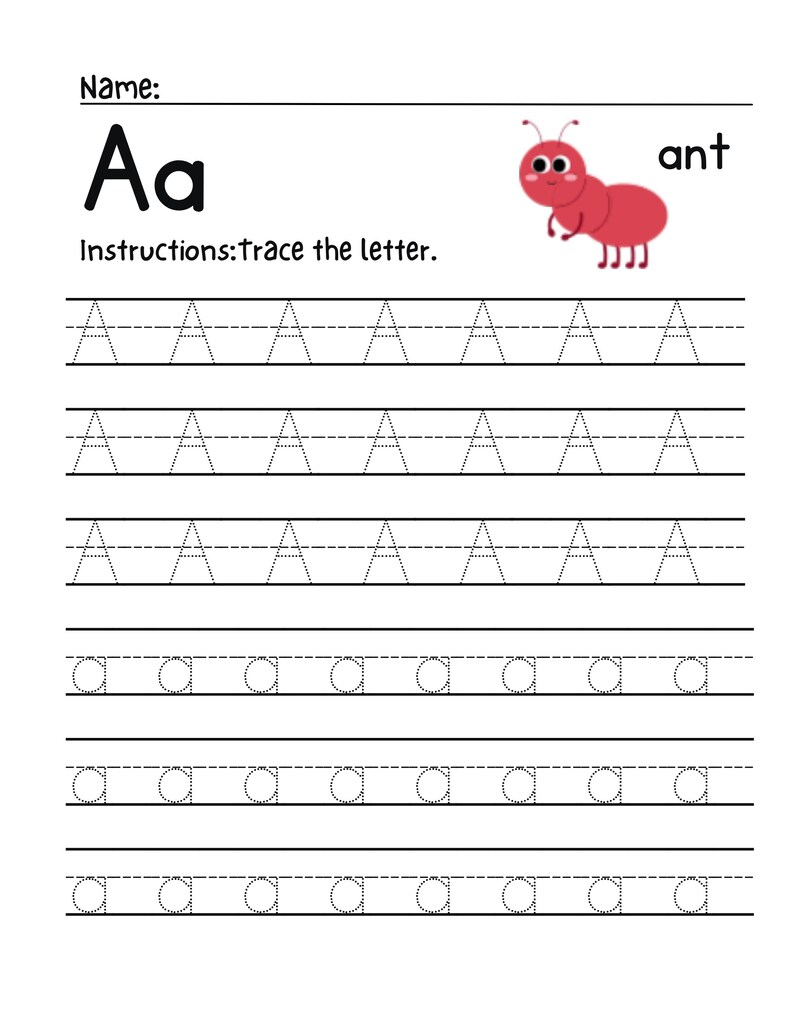 Printable Practice Tracing Worksheet; Preschool/kindergarten Activity ...